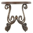 Benjara Round End Table with Nailhead Accented Top and Scrolled Base ...
