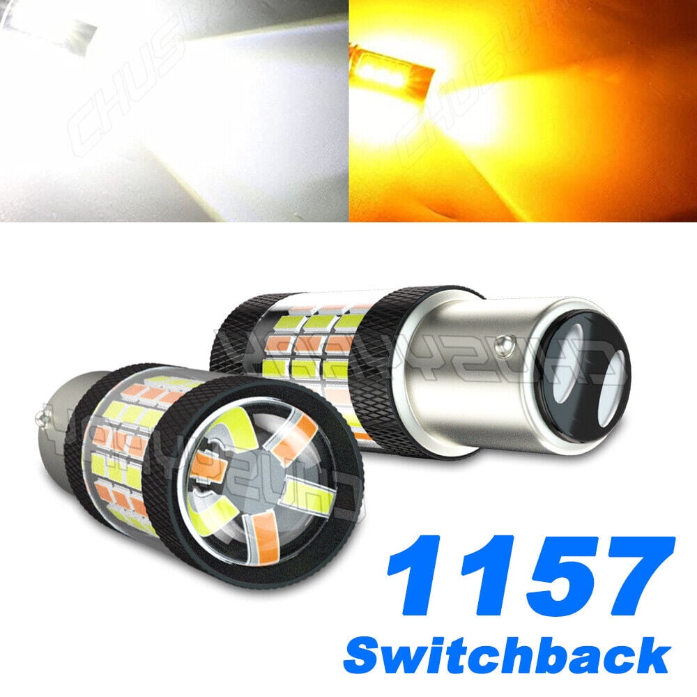 White/Amber Dual Color Switchback 1157 2357 S25 LED Bulbs For Front ...