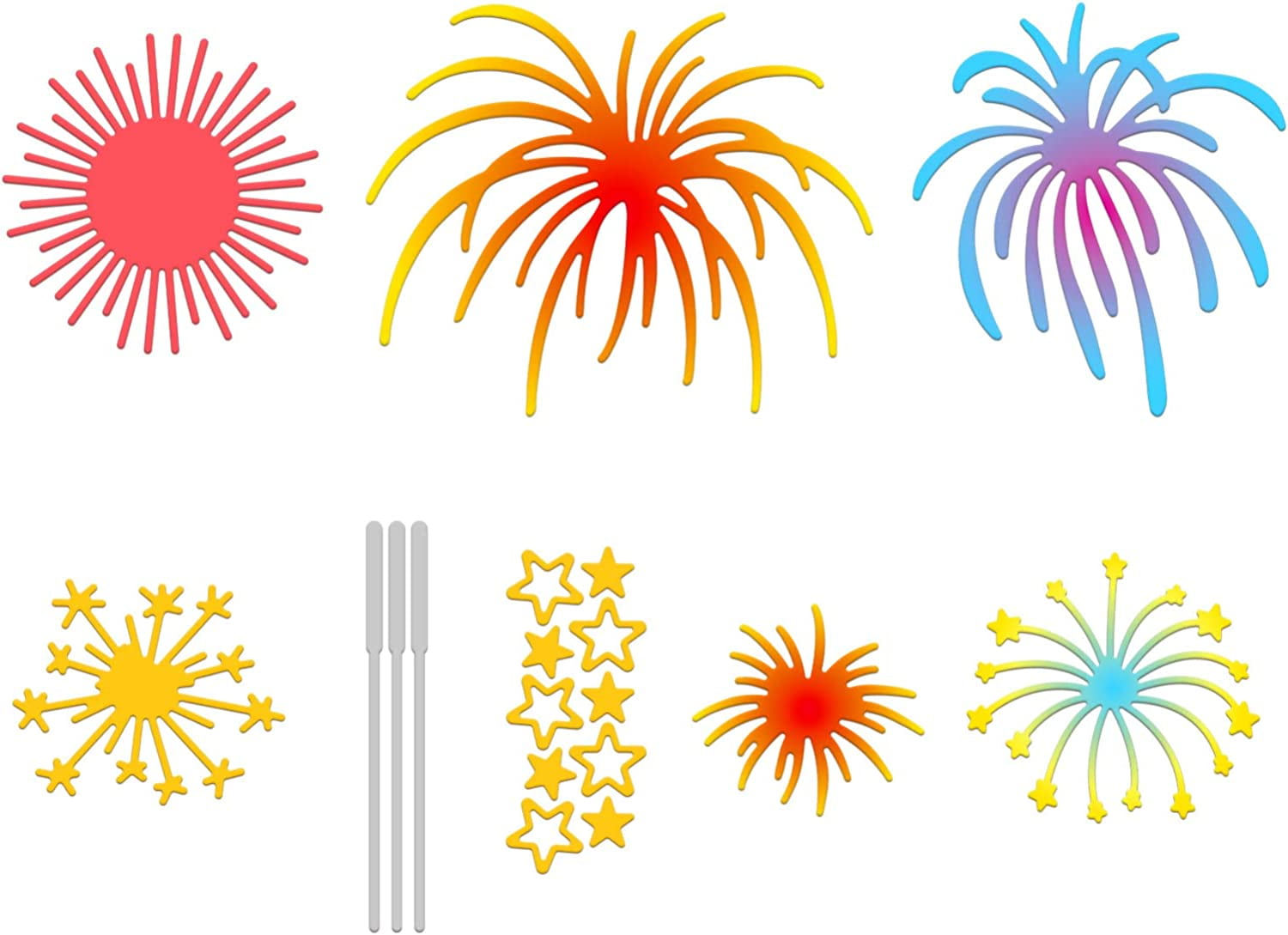 8Pcs Firework Cut Dies Firework Sticks Embossing Template Mould Star ...