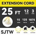 EP 25 Ft 12/3 SJTW Indoor Outdoor Extension Cord, 3 Power Outlets ...