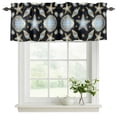 Blue Neon Coastal 2 Panels Kitchen Valance, Seashell Starfish Summer ...