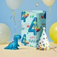 Birthday Wrapping Paper for Kids Boys, Mini Roll, Blue Dinosaur Truck ...