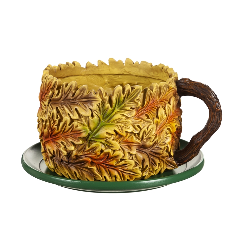 Oversized Fall Teacup Planter with Saucer - Fall Leaves - Walmart.com