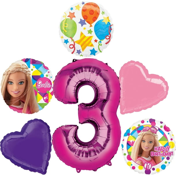 Barbie Sparkle 3rd Birthday Party Supplies Balloon Bouquet Decorations ...
