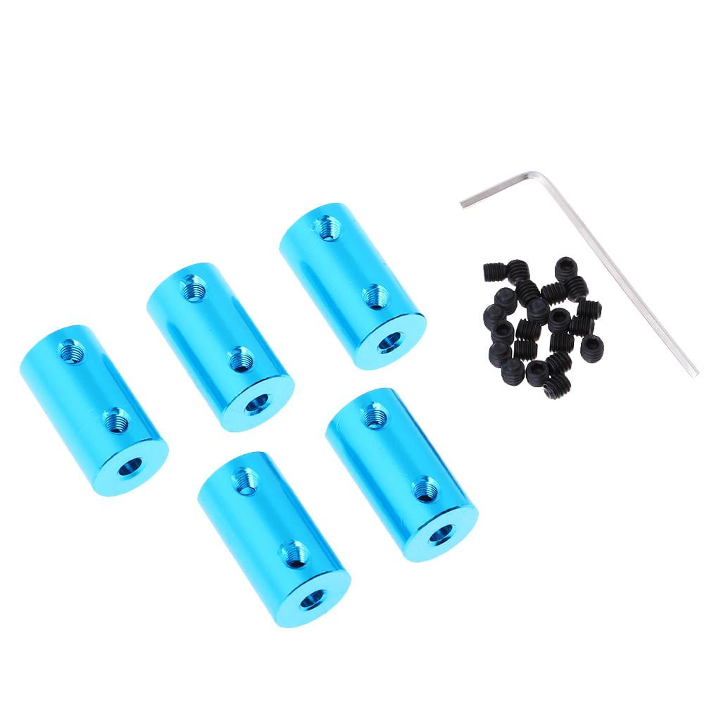 5x 4mm to 5mm Blue Alloy Shaft Coupling Motor Coupler Connector w ...