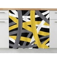Abstract Art Cabinet Curtains 11" W x 13" L Yellow White Black Gray ...