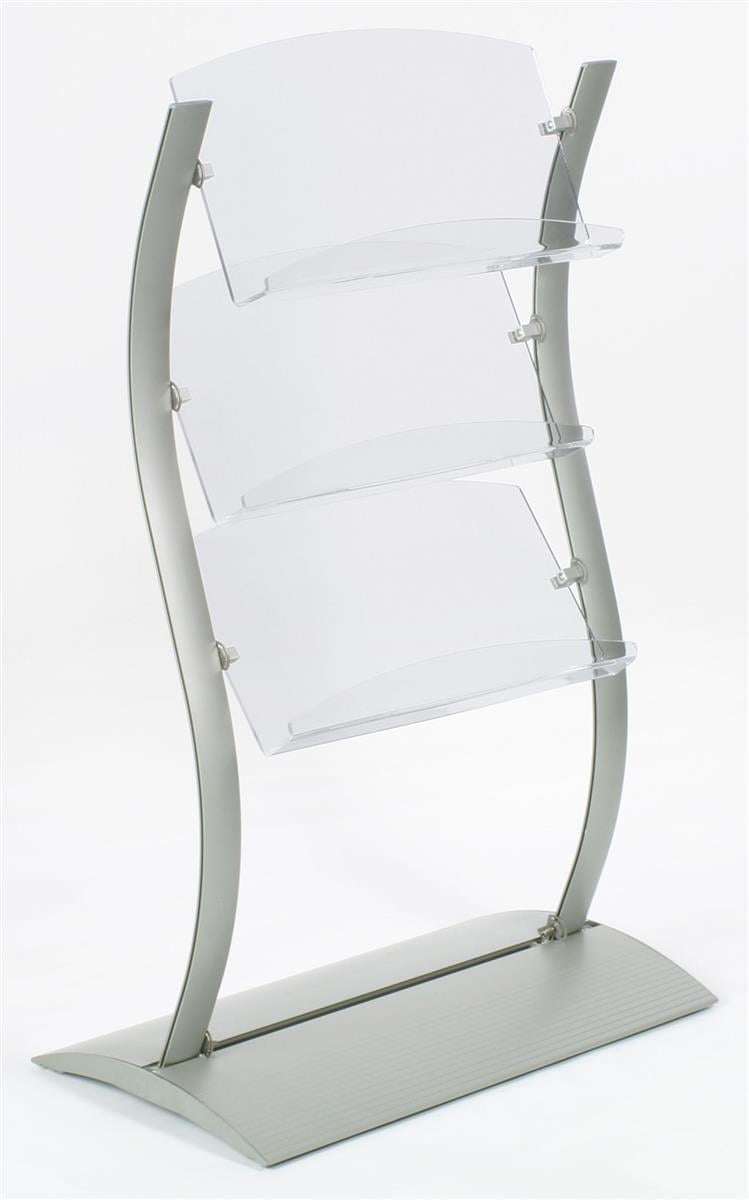Displays2go, Freestanding Brochure Holders, Aluminum, Acrylic – Silver ...