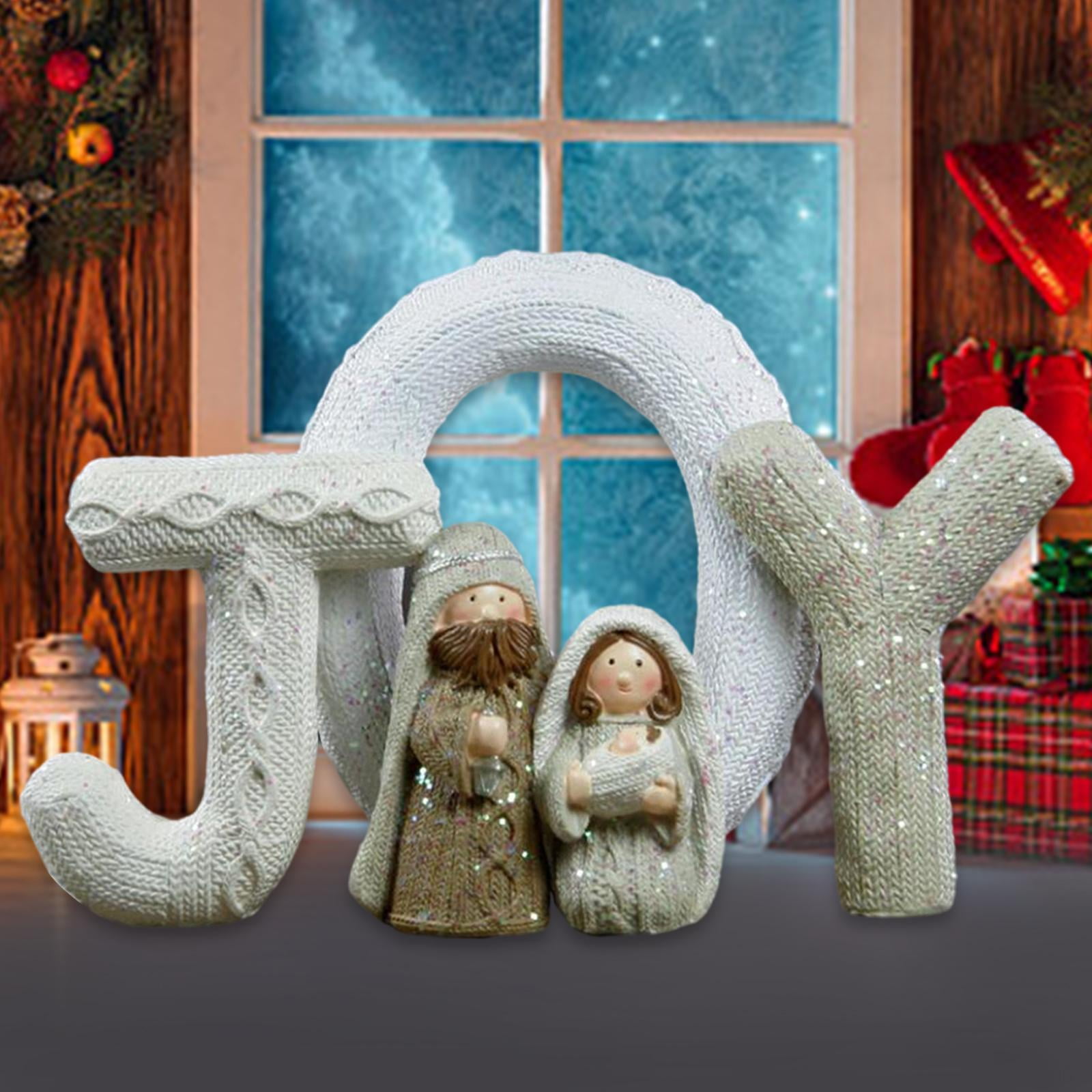 Nativity Scene Figures Set Elegant Polyresin English Letters Holy ...