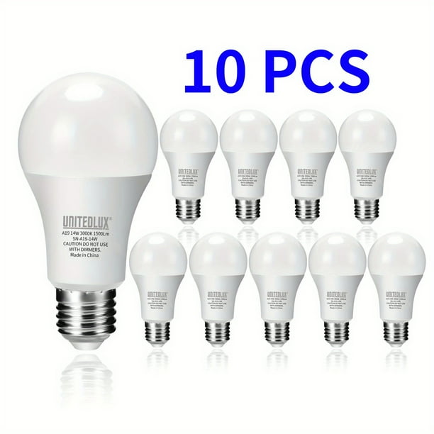 10pcs LED Light Bulbs 14W (100W Equivalent), A19 E26 LED Light Bulbs ...