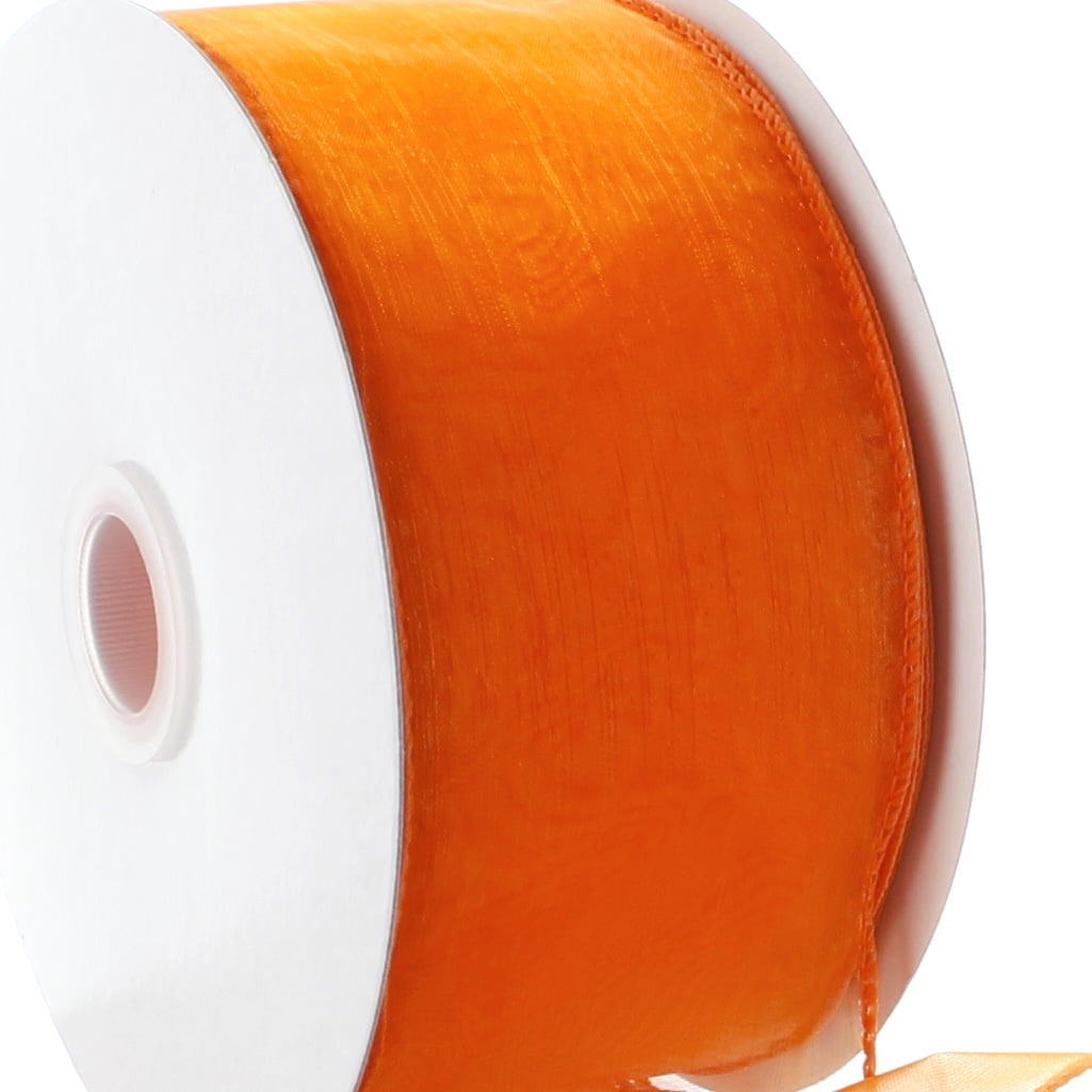 Ribbon Traditions 7/8" Wired Sheer Organza Ribbon Tangerine 50 Yards ...