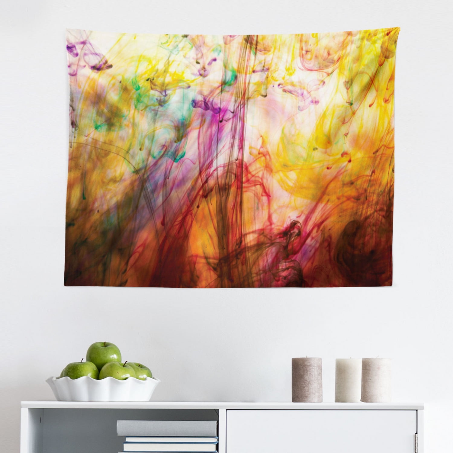 Modern Tapestry, Painting Sketchy Like Design with Street View Houses ...