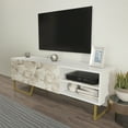 Denasse 59'' Wide Modern TV Stand / Console White and White Marble for ...