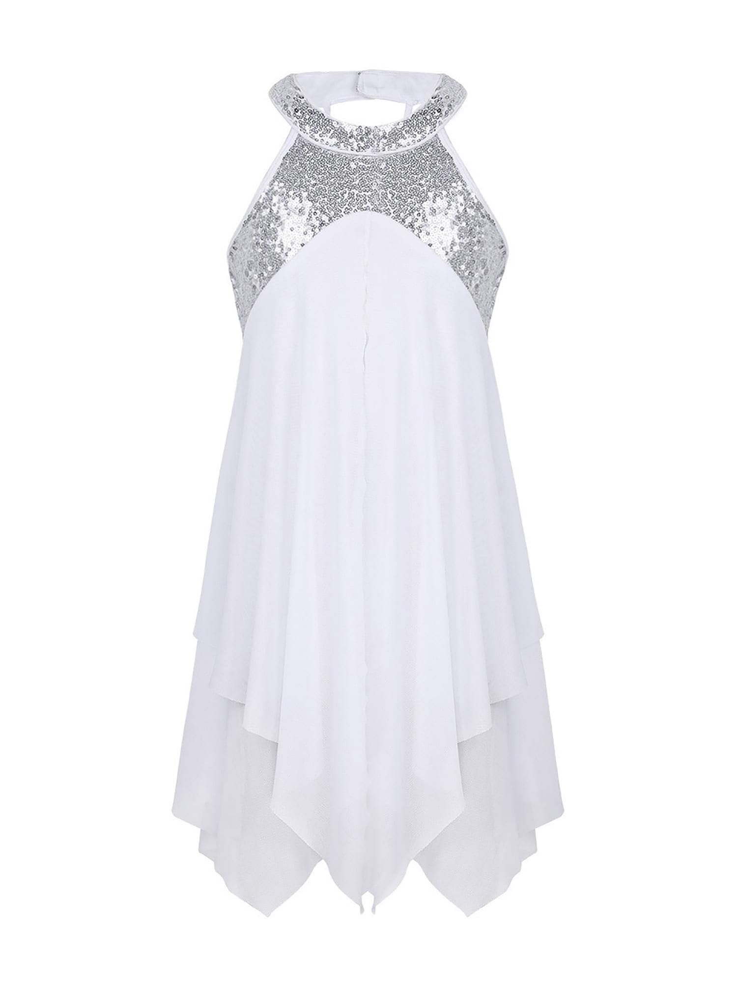 iEFiEL Girls Sequins Dance Leotard Dress Stage Performance Costume ...