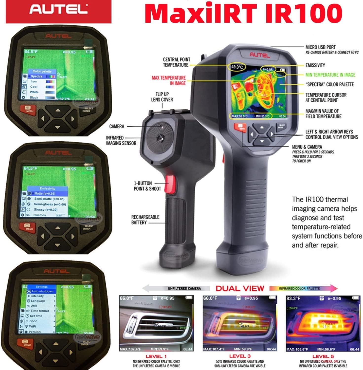 Autel MaxiIRT IR100 Thermal Imaging Camera Auto-Focus for Instant ...