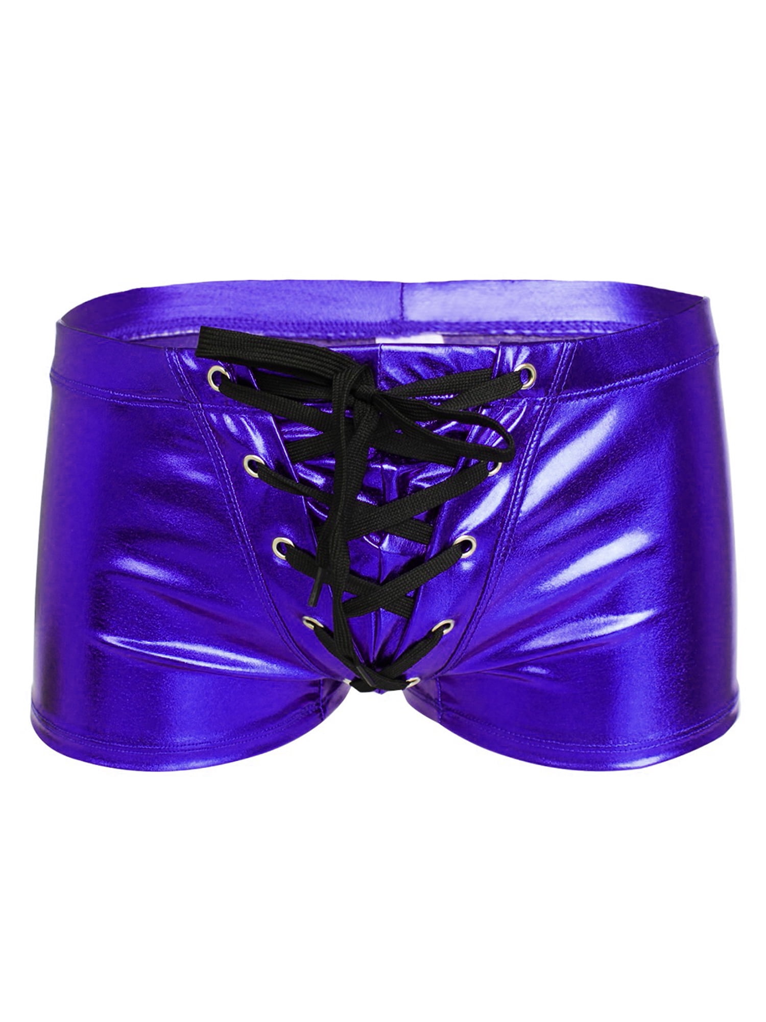 YiZYiF Mens Metallic Boxers Underwear Shiny Patent Leather Drawstring ...