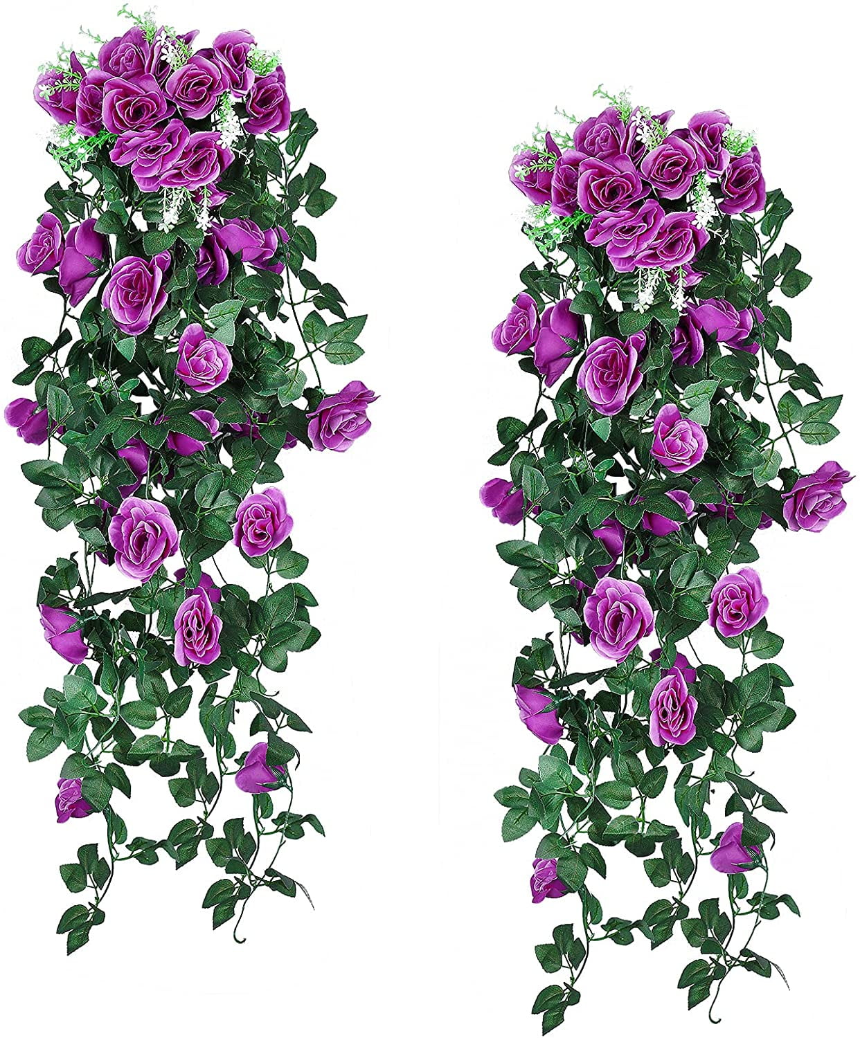 RECUTMS 2PC Artificial Hanging Rose Flower 3.3Ft Garland for Garden ...