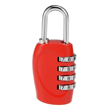 4 Digit Combination Padlock, 4mm Shackle, Zinc Alloy Lock, Red ...