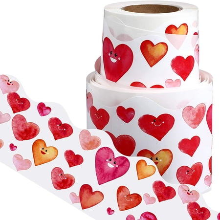 Self Adhesive Water Color Heart Bulletin Board Border Trim Valentine ...