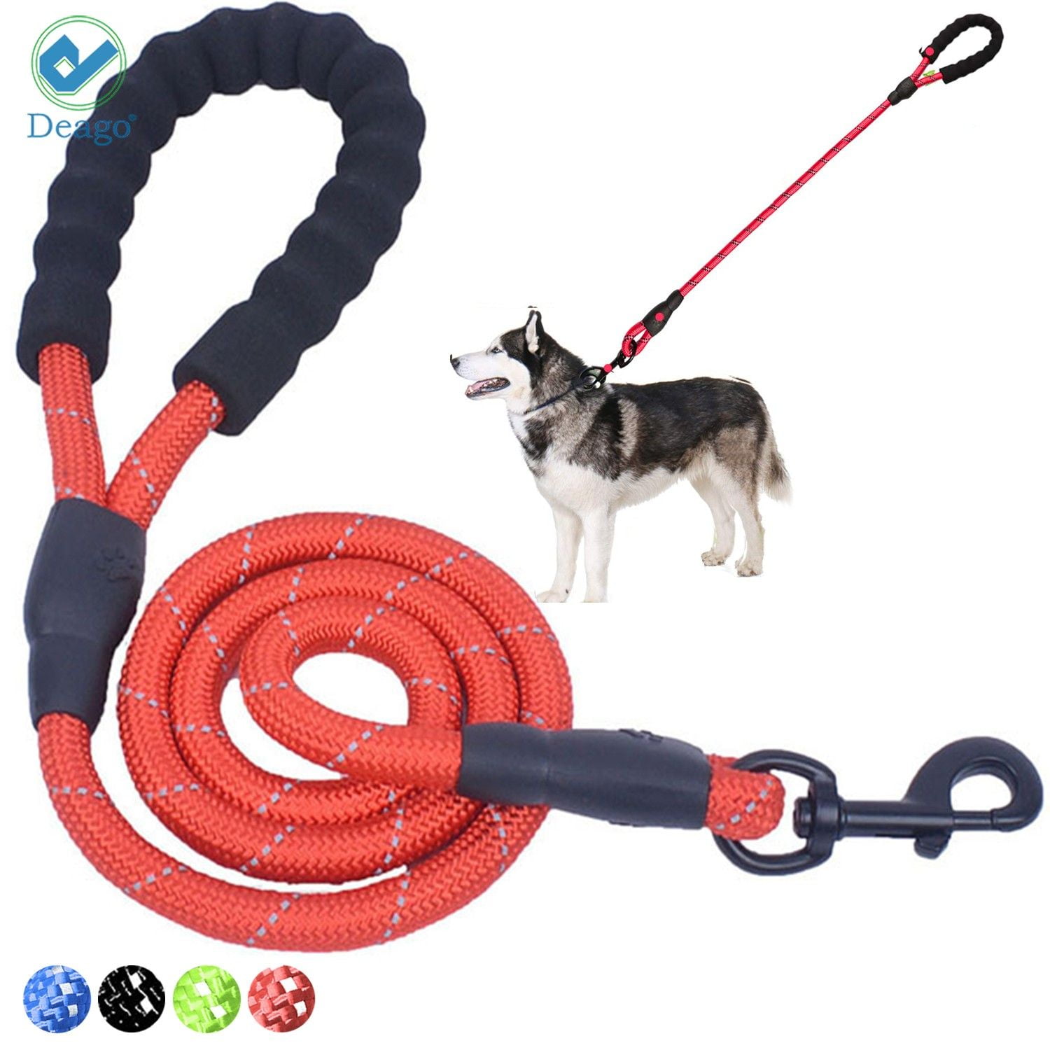 Deago 5 FT Strong Dog Leash Rope with Comfortable Padded Handle ...
