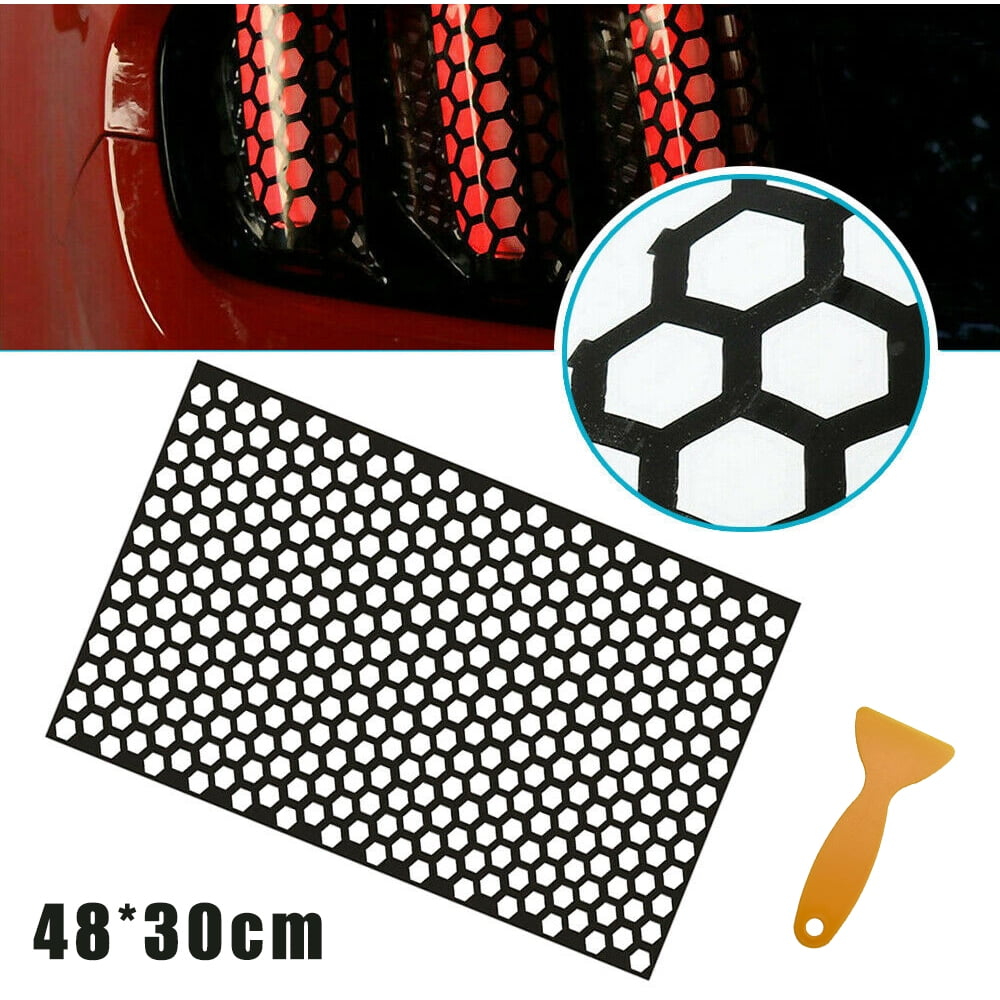 Black Perforated Headlight Wrap Self-Adhesive Cover 48 x 30cm Roll DIY ...