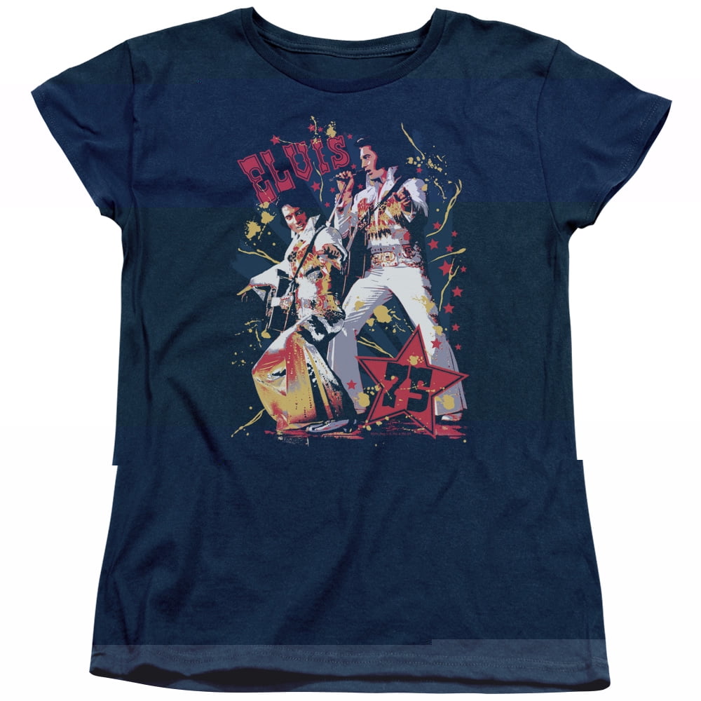 Elvis Presley Eagle Elvis Womens T Shirt Navy