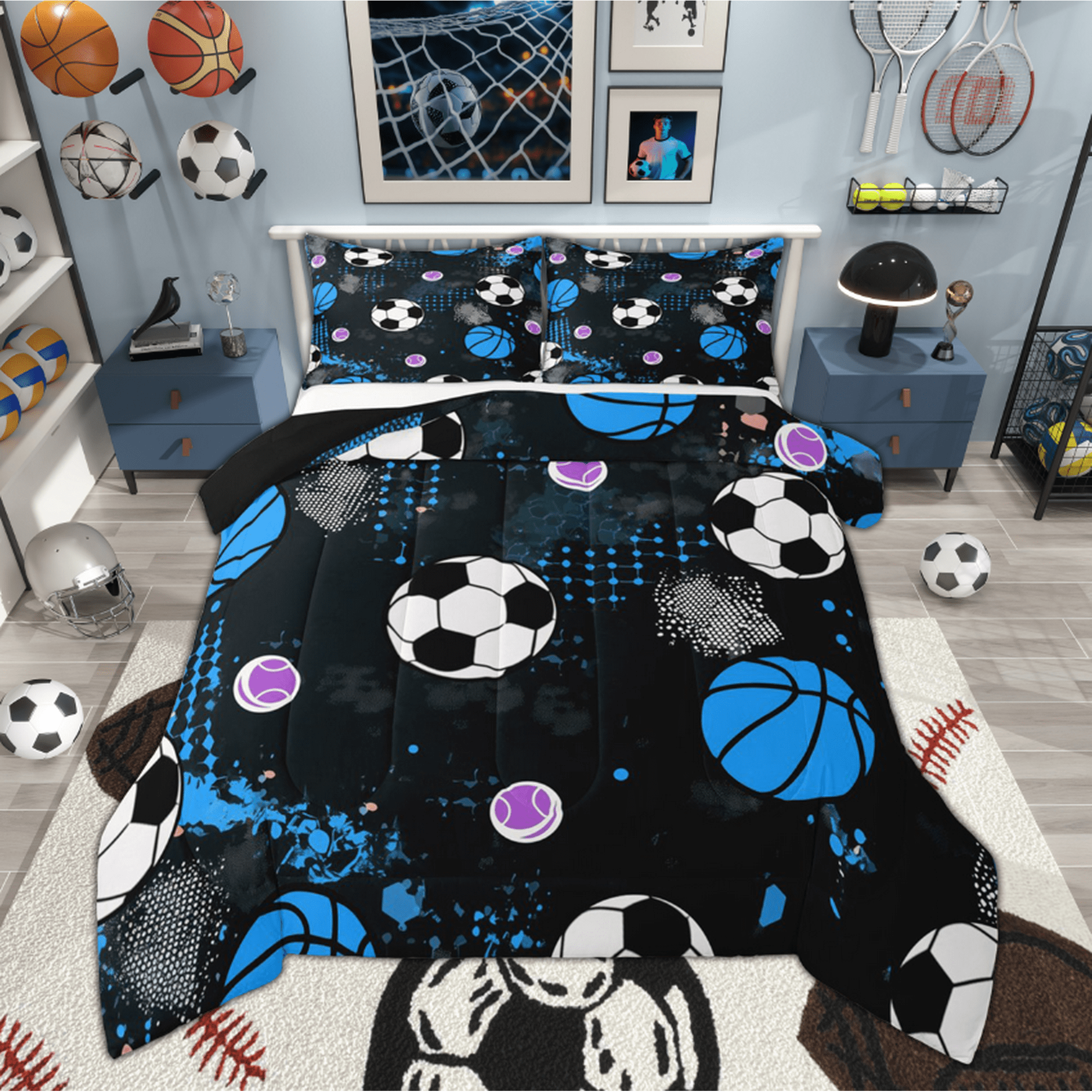 Click here for Manfei Boys Soccer Basketball Bedding Comforter Se... prices