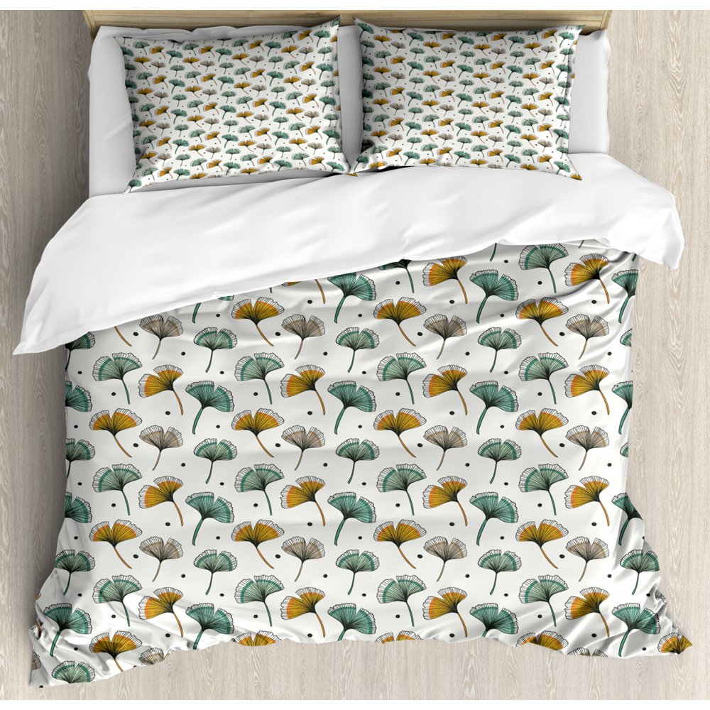 Gingko Duvet Cover Set Queen Size, Floral Leaves Autumn Beauty Branches ...