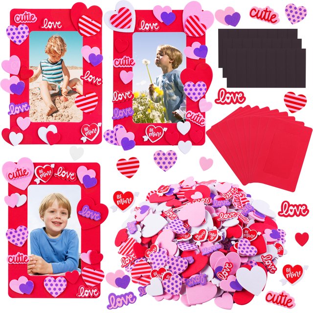 Fovths Valentine Foam Picture Frames DIY Craft Kit, 12 Pieces Foam ...