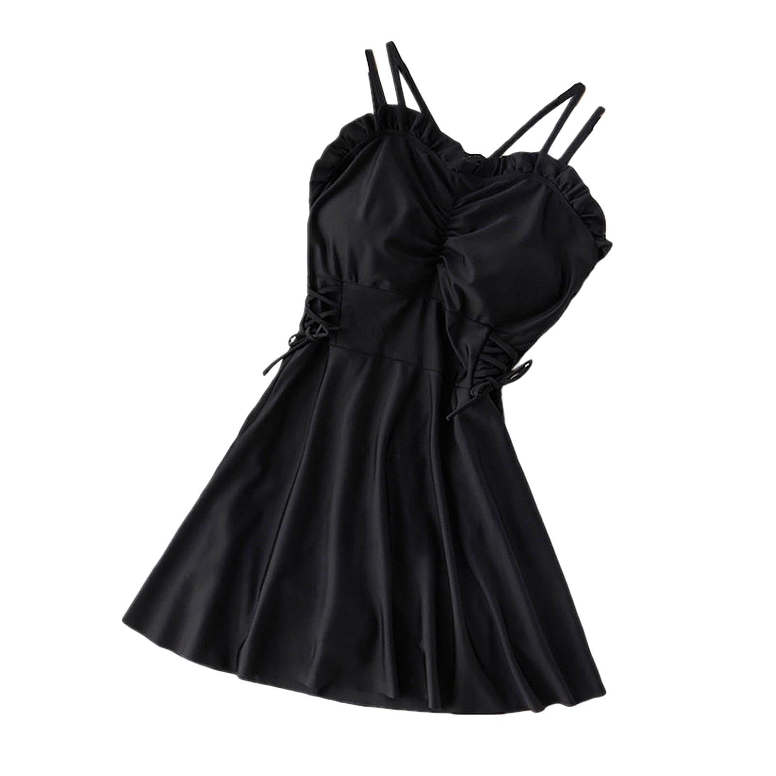Ladies Swimsuits Stretchy Ruffled Swim Dress Beachwear Monokini Bathing ...