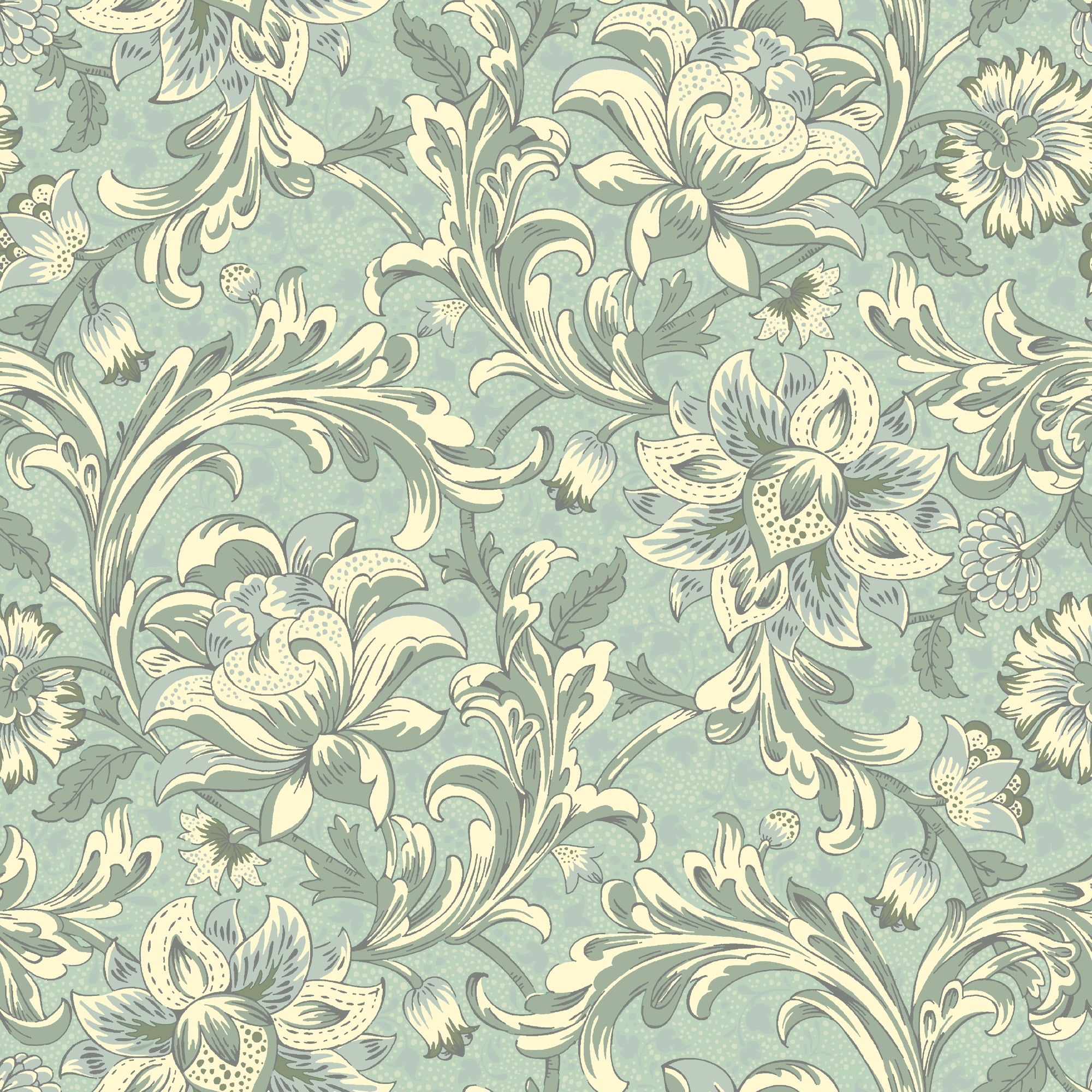 Better Homes & Gardens Teal Isolda Jacobean Peel and Stick Wallpaper 20 ...