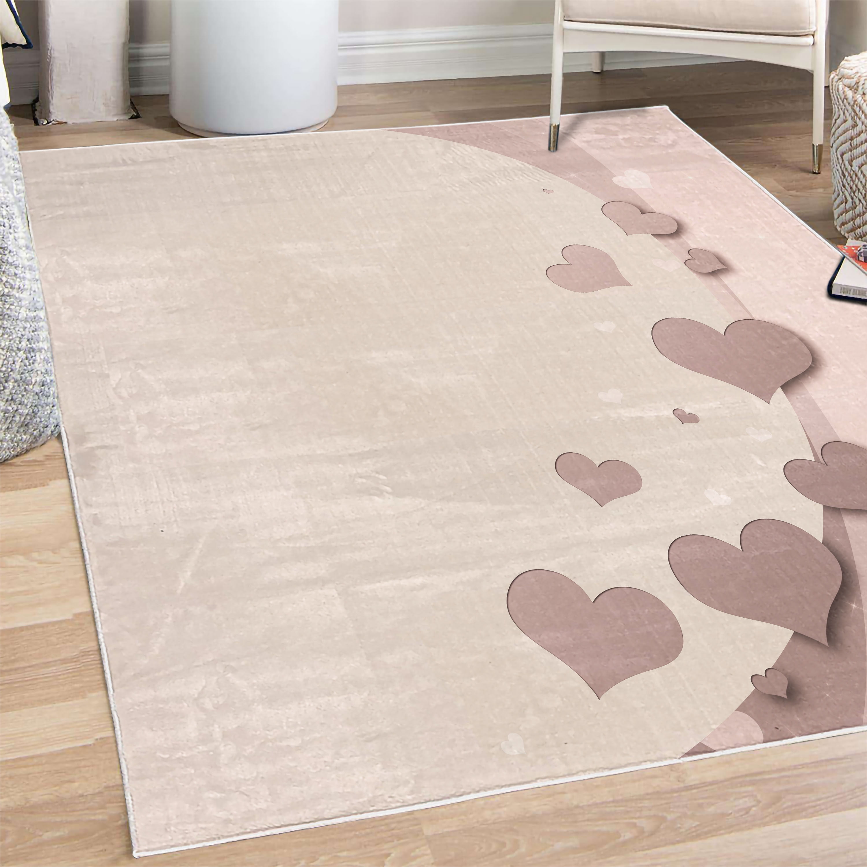 Love Decorative Rug, Valentines Day Romance Art with Hearts Stars ...