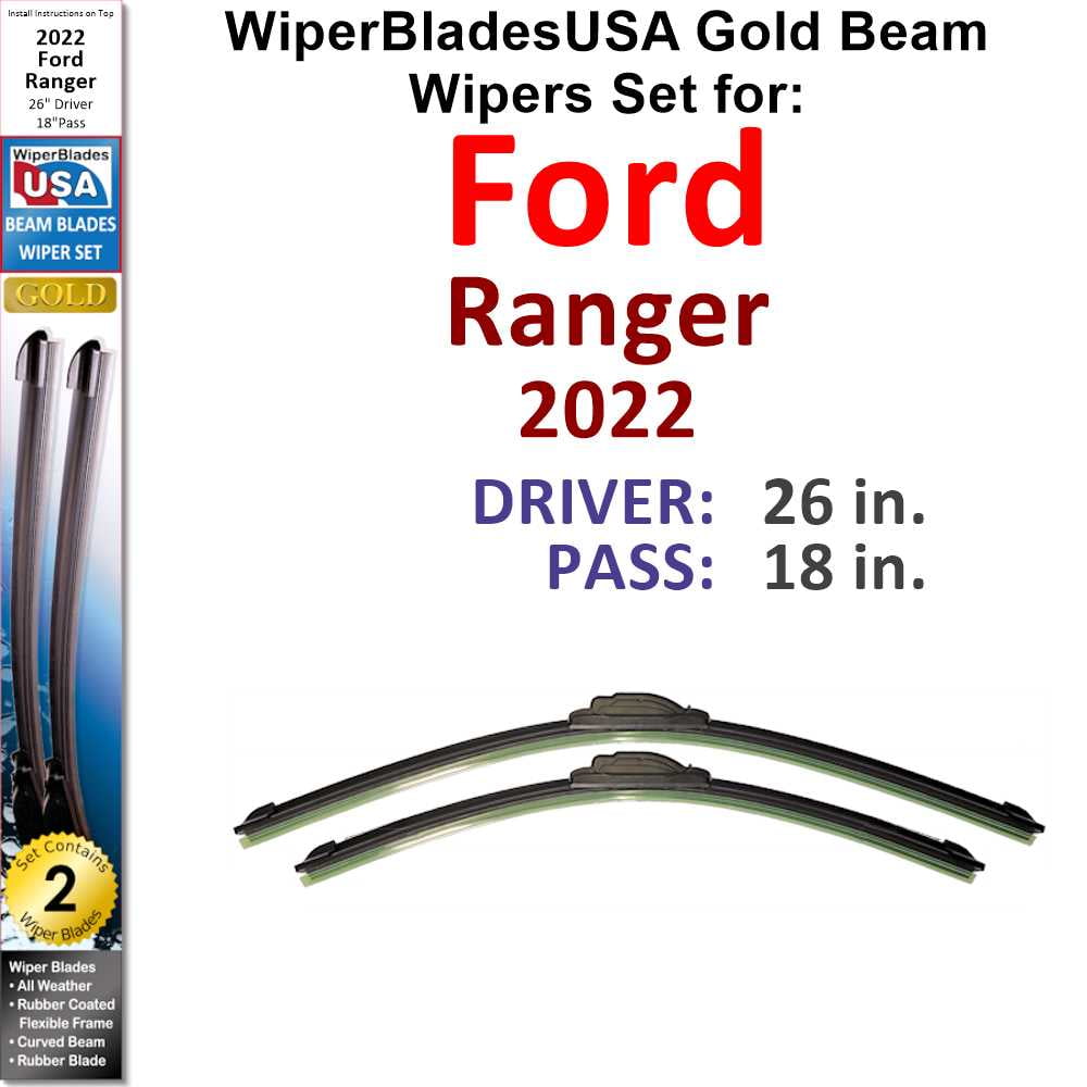 2022 Ford Ranger Beam Wiper Blades Wipers WBUSA (Set of 2) - Walmart.com