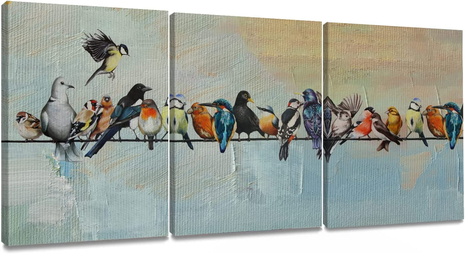 Bird Canvas Wall Art for Bedroom 12 x 16 3 Pieces Rustic Wall Decor ...