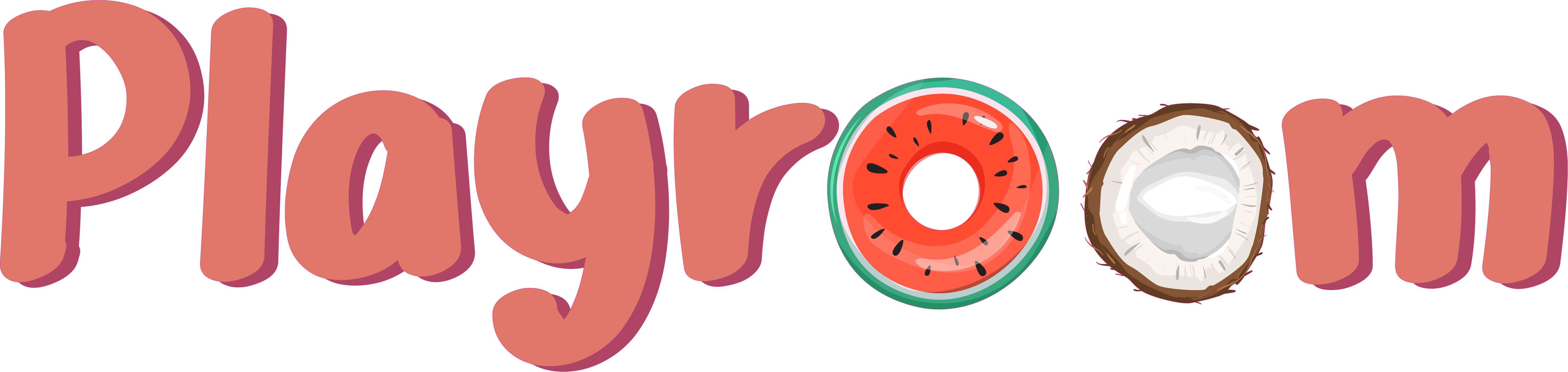 Playroom Logo with Watermelon Donut and Half Coconut Design Vinyl Wall ...