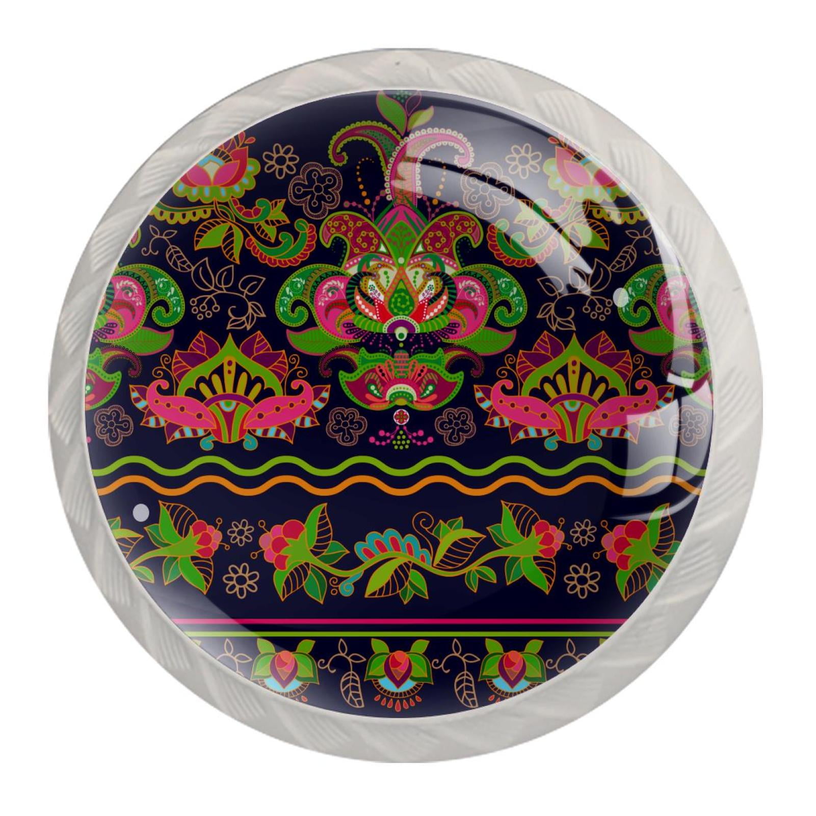 4 Pcs Bohemia Florals Boho Knobs for Kitchen Cabinet Cupboard Dresser ...
