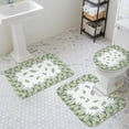Floral Border Bathroom Rugs Set Eucalyptus Leaves Farmhouse Rustic Non ...