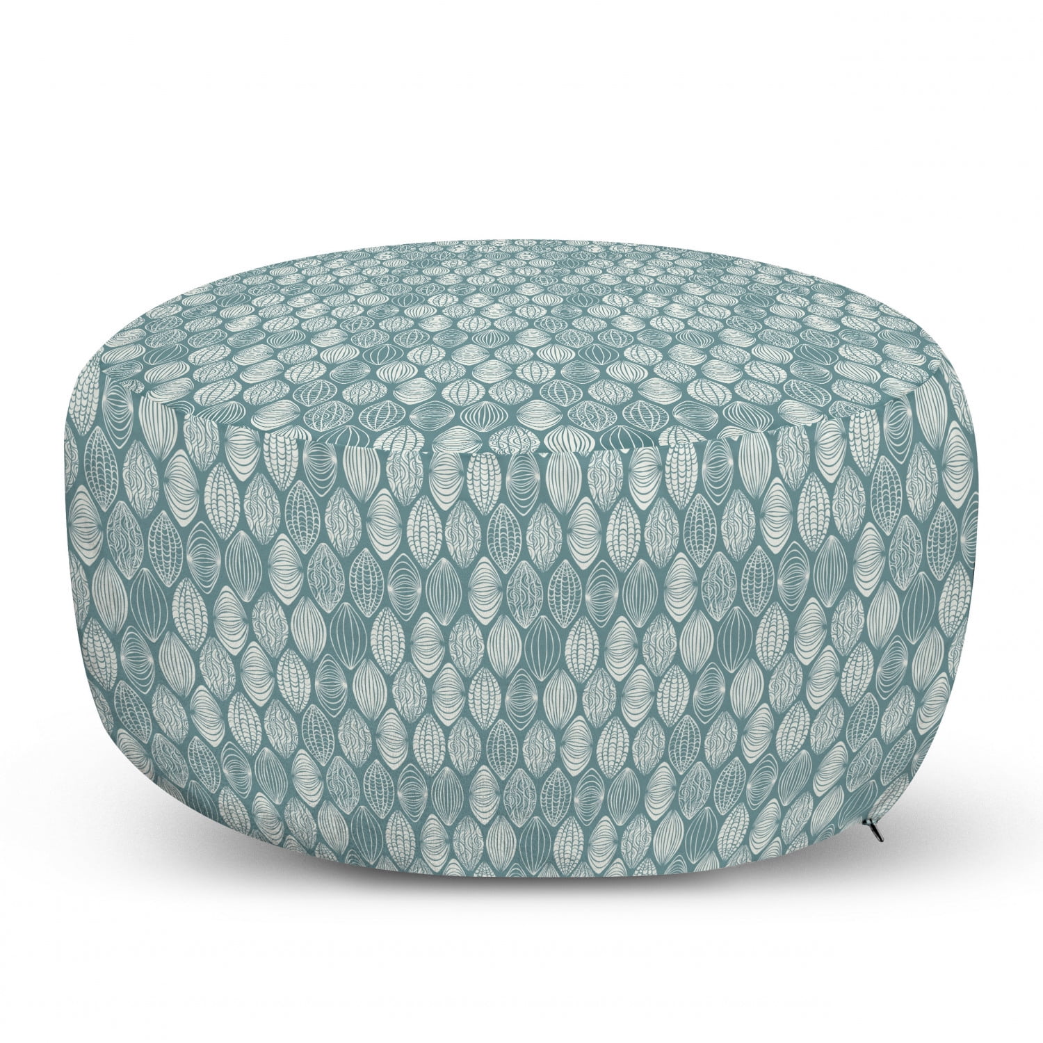 Geometric Pouf Cover with Zipper, Different Type of Oval Doodle Round ...