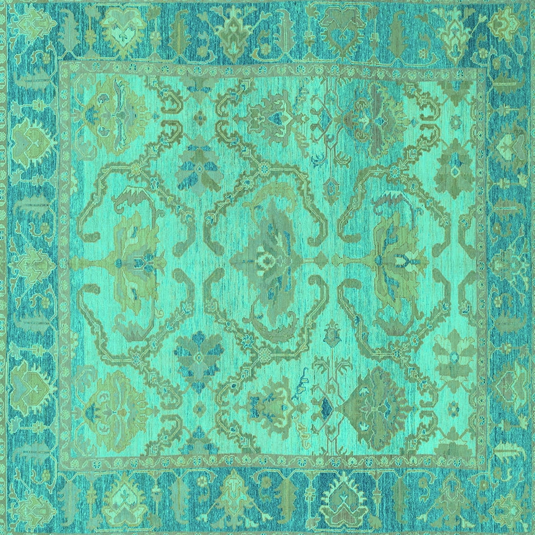 Ahgly Company Indoor Square Oriental Turquoise Blue Traditional Area ...