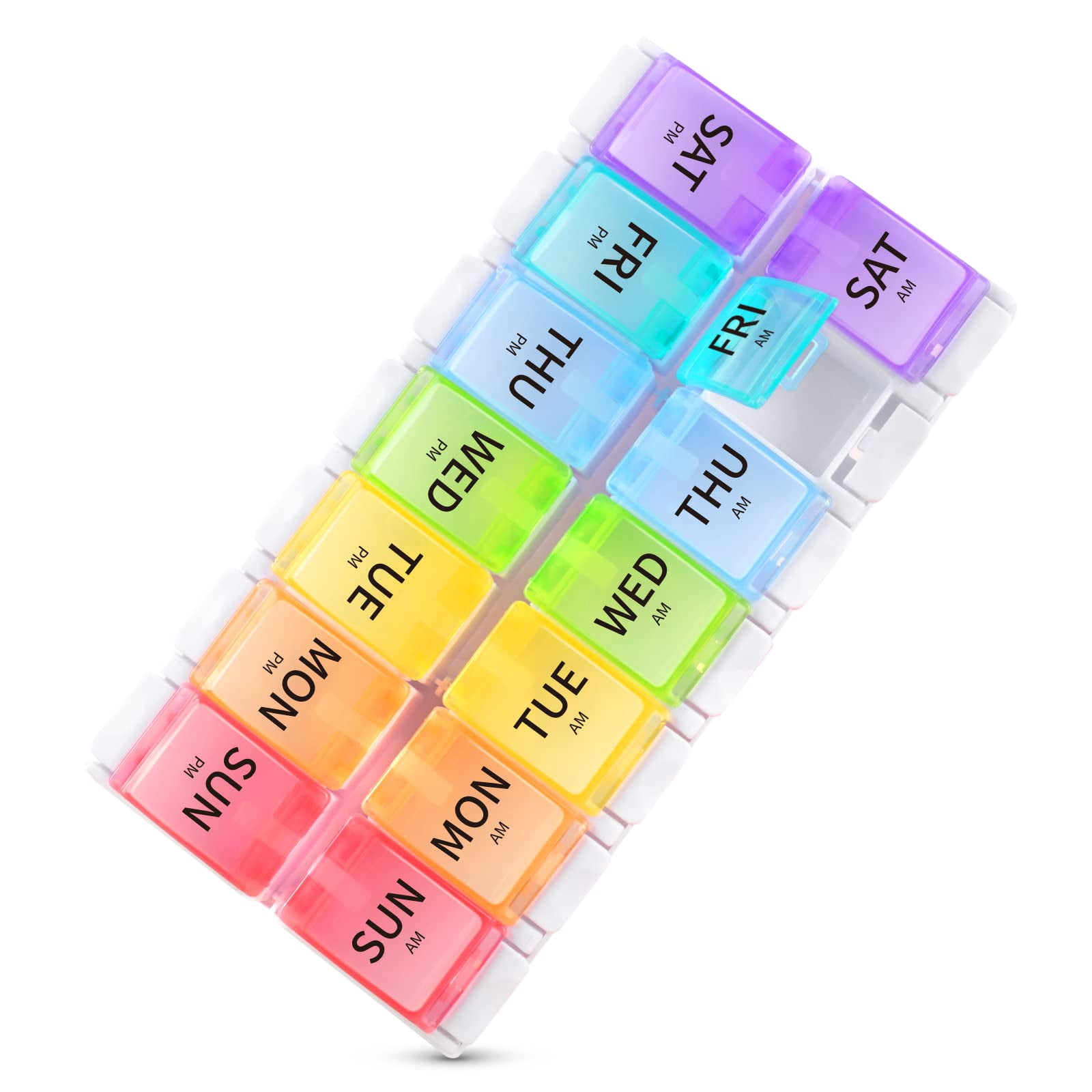 Pastillero organizador de 7 días para AM y PM, pastillero abierto dos ...