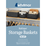 Whitmor Rattique® Storage Tote Baskets - Set of 3 - Black - Walmart.com