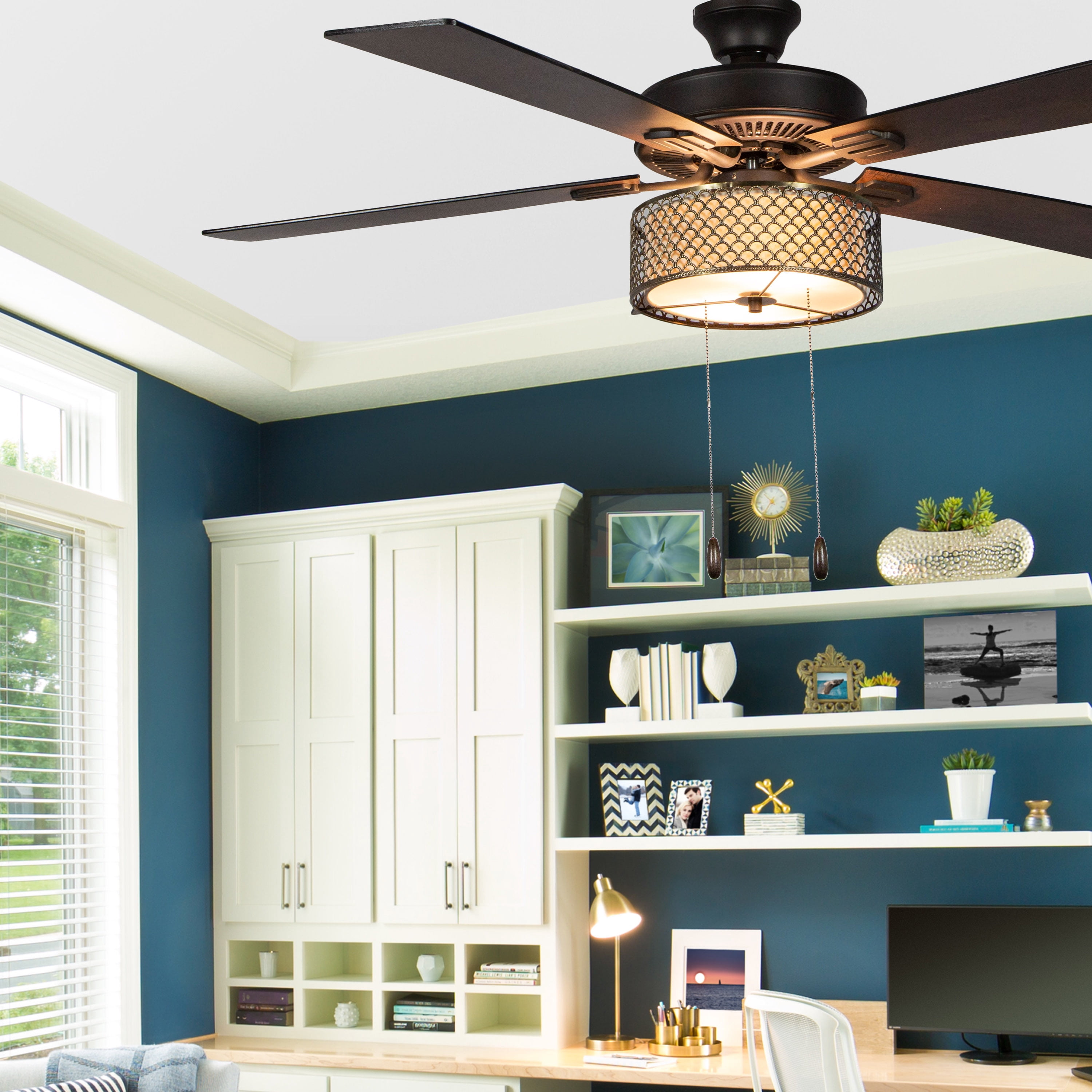 River of Goods 52" Gloria Bronzed Wave LED Ceiling Fan with Light ...