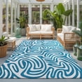 Blue Swirling Lines 5'x8' Rug for Bedroom Under Queen Bed Placement ...