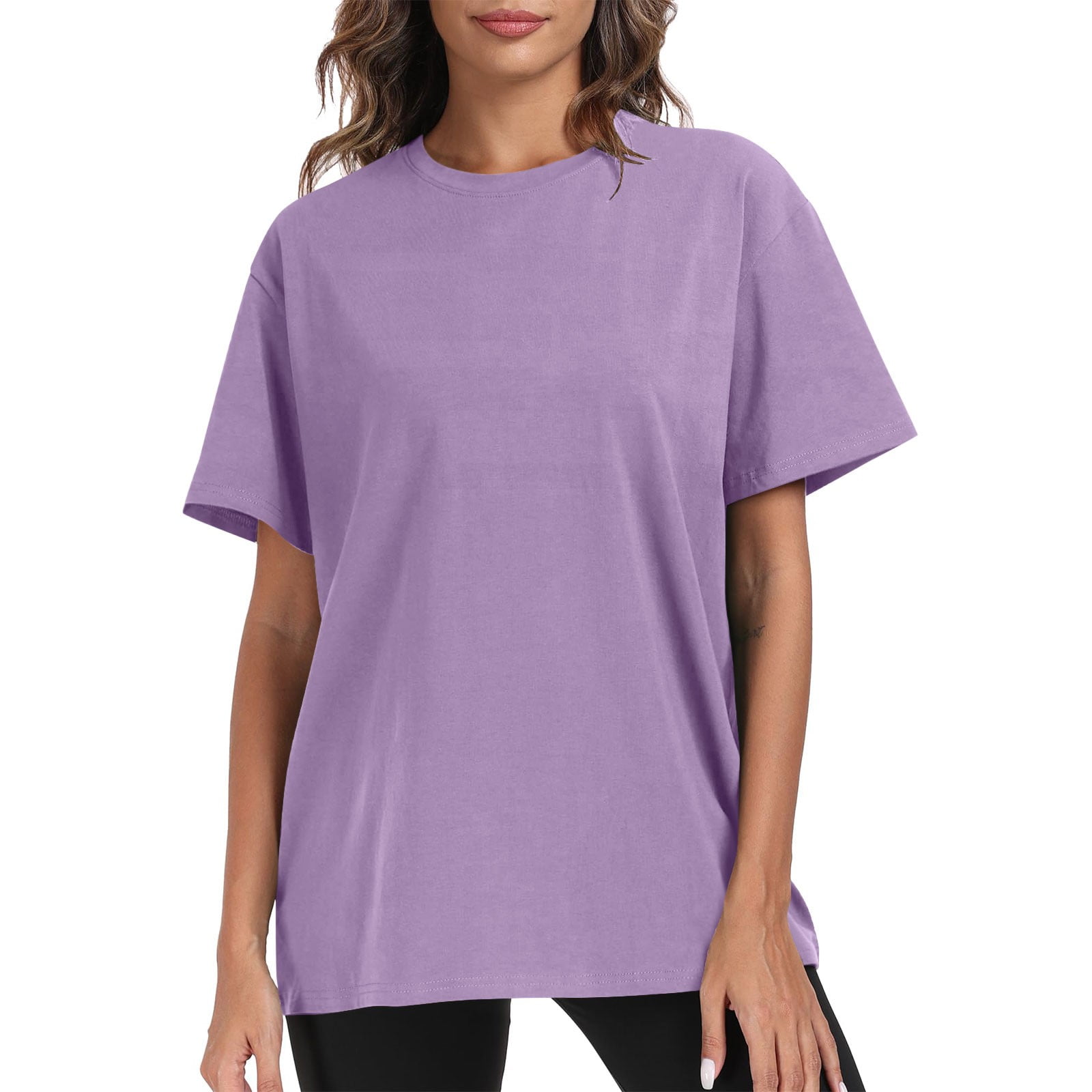 Click here for Amzcrzy Womens Tops Casual Solid Color Cotton Summ... prices