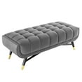 Pemberly Row 17" x 47.5" Modern Performance Velvet Tufted Bench in Gray ...