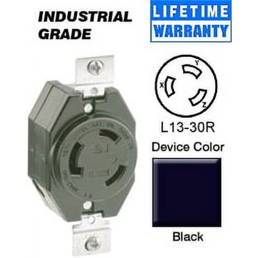 Journeyman-Pro 5278 15 Amp 125 Volt, Flanged Inlet, Black Commercial ...