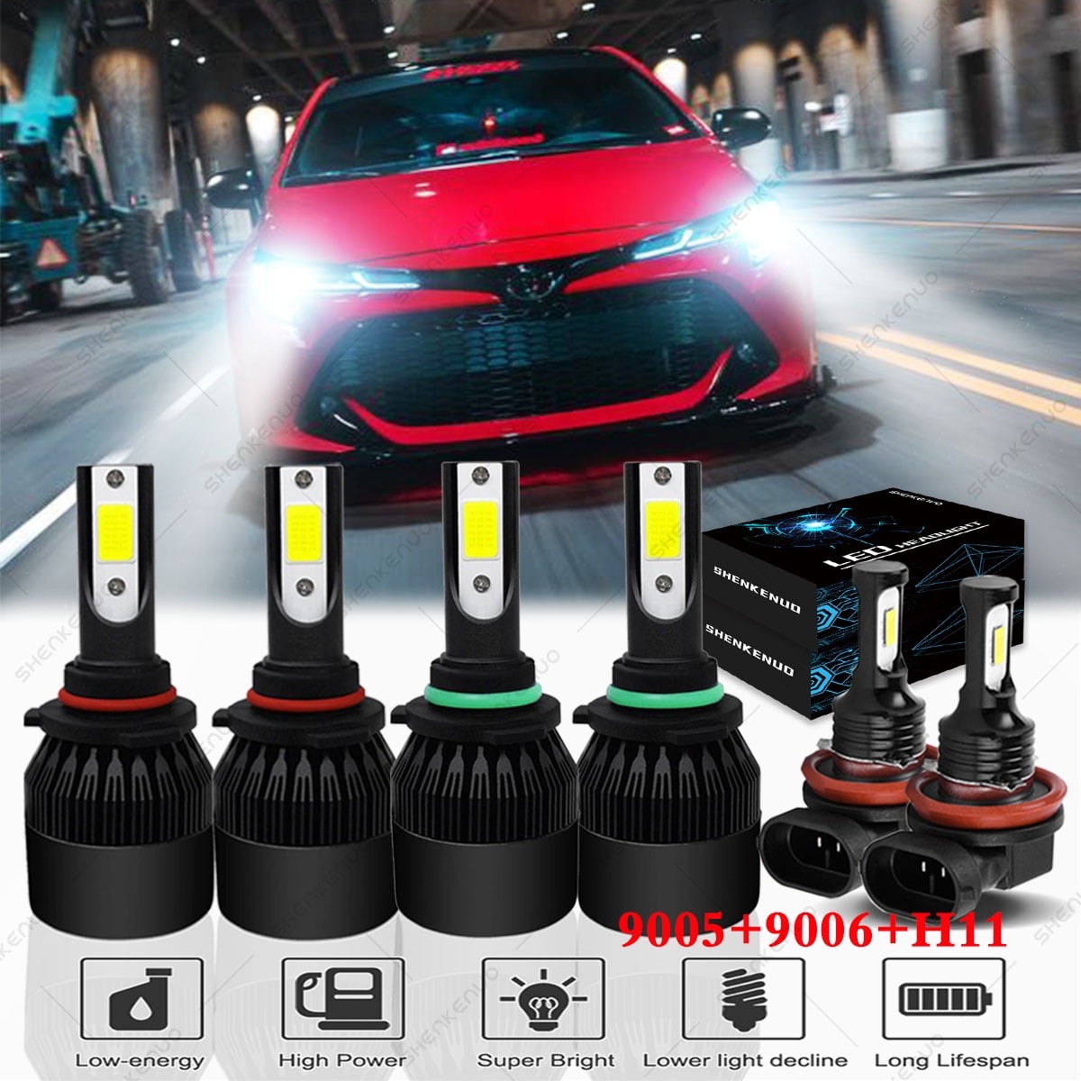 9005 9006 H11 LED Headlight Bulbs Kit,for Toyota Corolla 2009-2012 ...