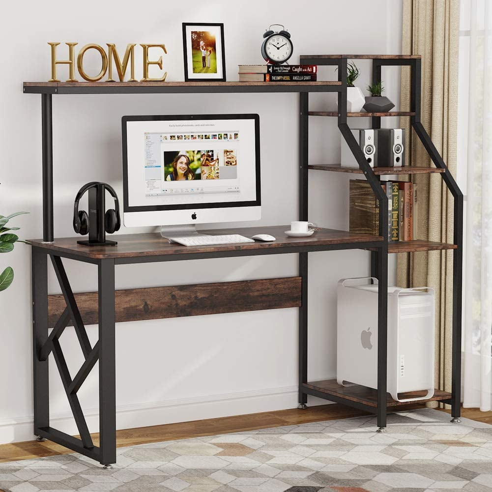 Tribesigns Computer Desk with 4-Tier Storage Shelves, 60 inch Large ...