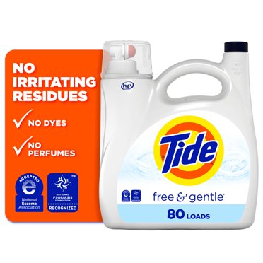 Tide Free & Gentle Hypoallergenic, 64 Loads Unscented Liquid Laundry ...