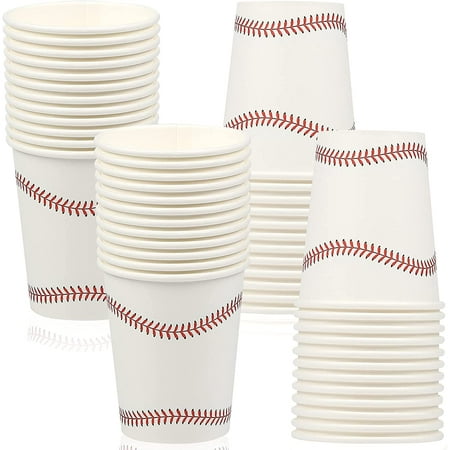 48 Pack Baseball Party Cups 9 Ounce Baseball Themed Disposable Paper ...