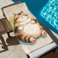 1Pc, lazy cat style soft beach towel, cartoon cat print pattern ...